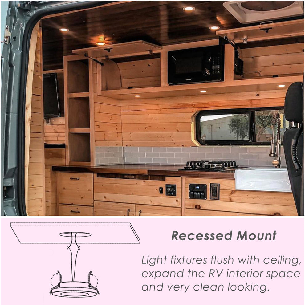 6 x DC 12V Recessed LED Ceiling Lights, Caravan Campervan Downlights 2 ...